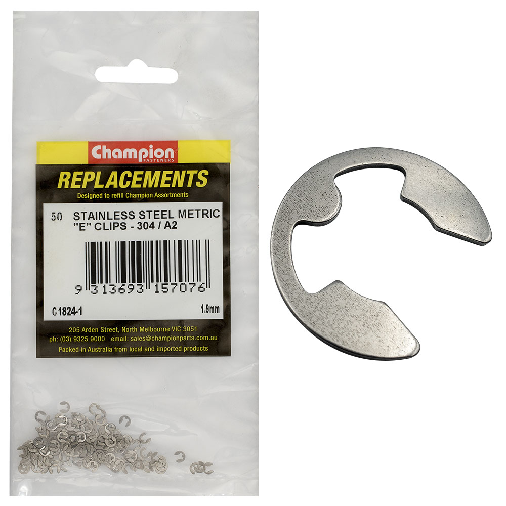 E-CLIPS-STAINLESS STEEL-1.9mm SHAFT-316/A4 — Champion Parts