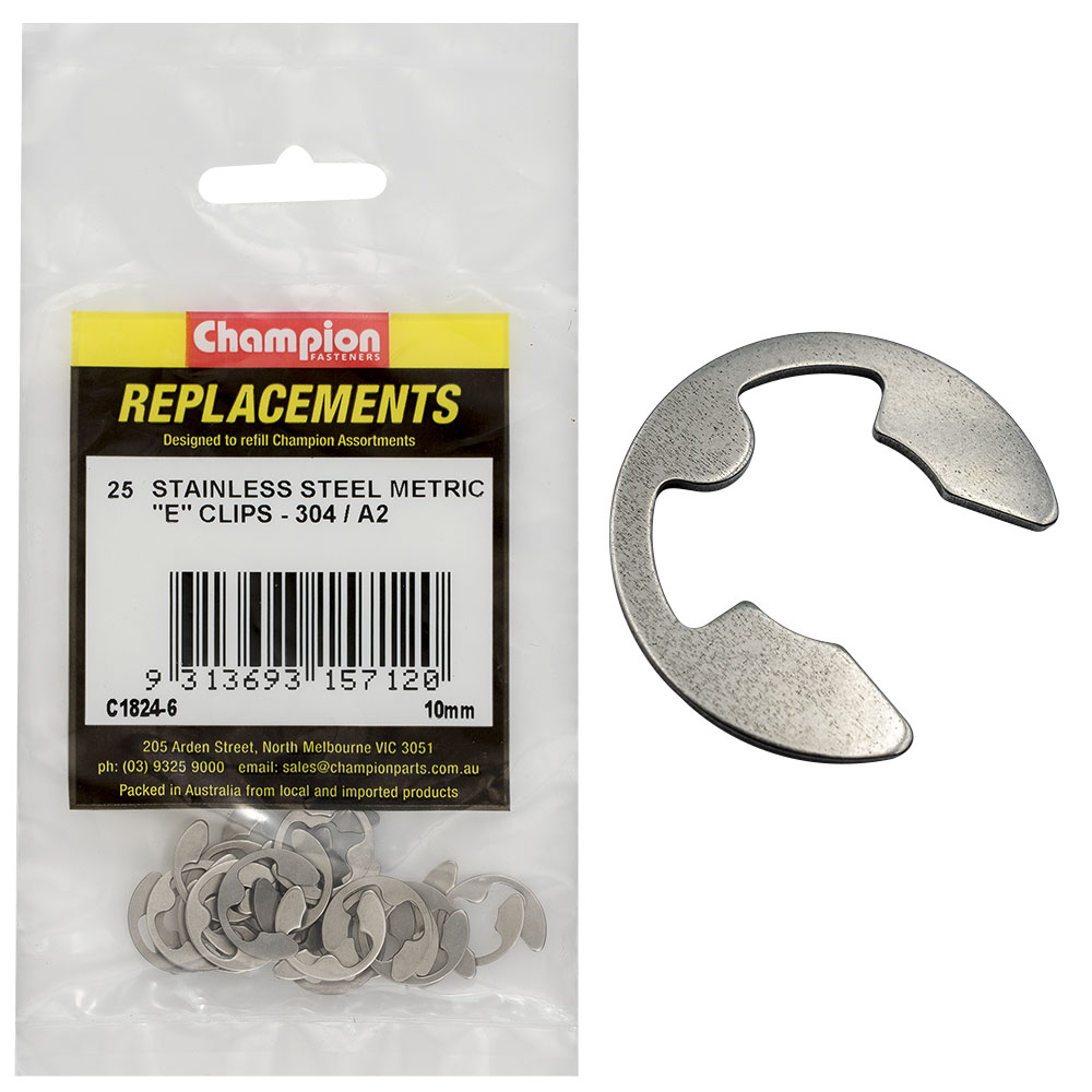 E CLIPS STAINLESS STEEL 10mm SHAFT 316/A4 — Champion Parts
