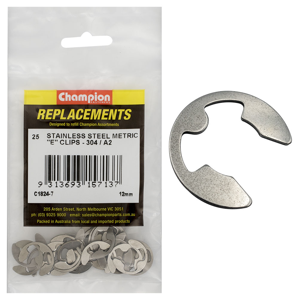 E-CLIPS-STAINLESS STEEL-12mm SHAFT-316/A4 — Champion Parts