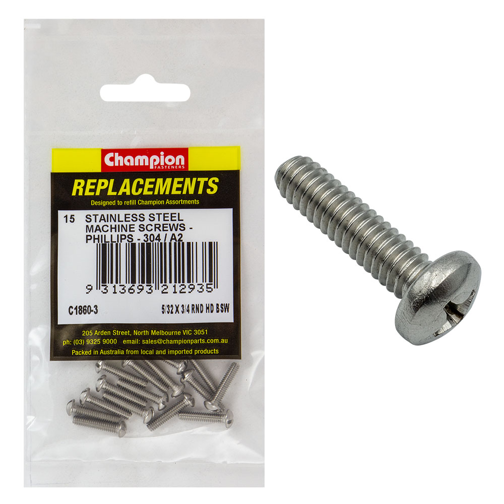 MACHINE SCREWS PAN PHILLIPS STAINLESS STEEL 8 32 X 3 4 304 A2