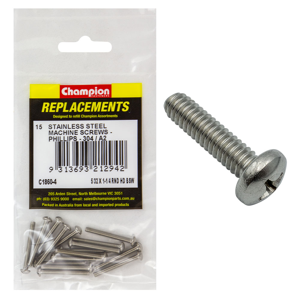 MACHINE SCREWS PAN PHILLIPS STAINLESS STEEL 8 32 X 1 1 4 304 A2 MACHINE SCREWS PAN PHILLIPS STAINLESS STEEL 8 32 X 1 1 4 304 A2